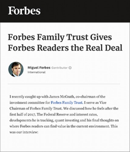 Forbes Family Trust Gives Forbes Readers the Real Deal